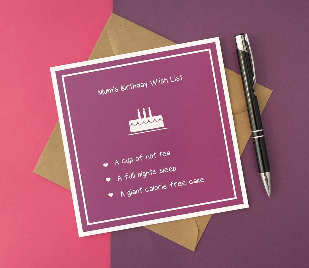Mum s Birthday Wish List Funny Birthday Card Carrying Connects